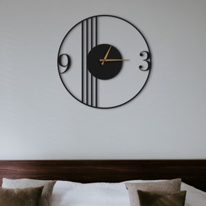Black Minimalist Clock, Boho Wall Clock, Living Room Clock, Wall Clock ...