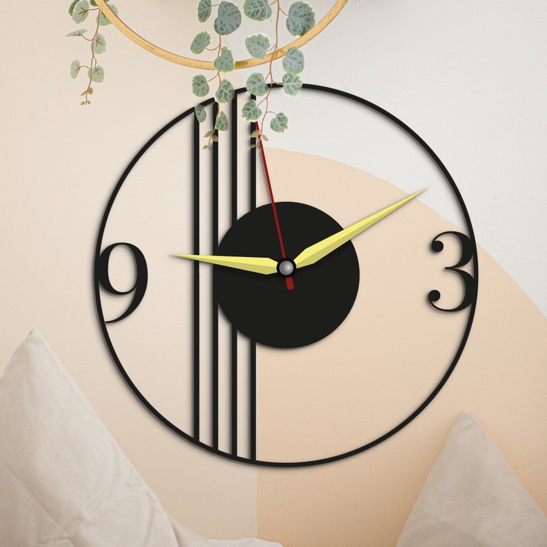 Black Minimalist Clock Boho Wall Clock Living Room Clock - Etsy