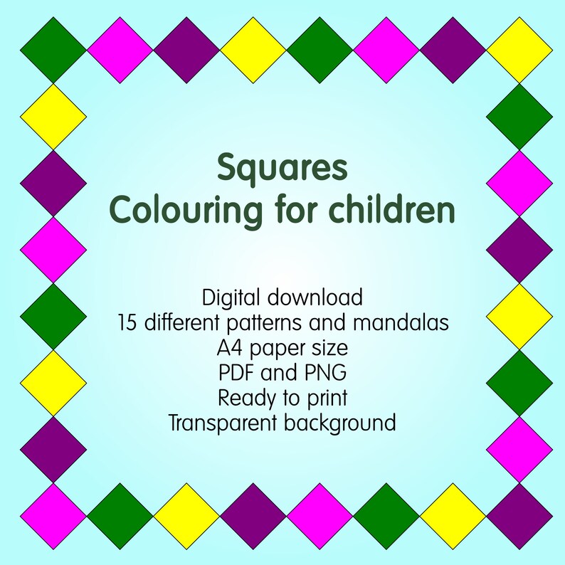 Fun and Creative Squares Colouring Sheets - Instant Digital Download ...