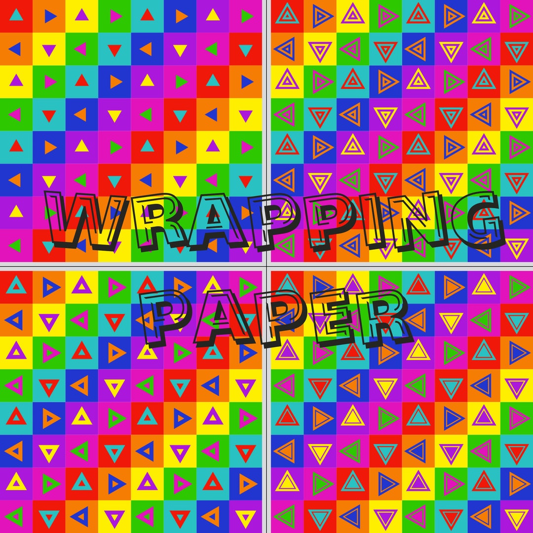 Rainbow Triangles Wrapping Paper Digital Download - Etsy