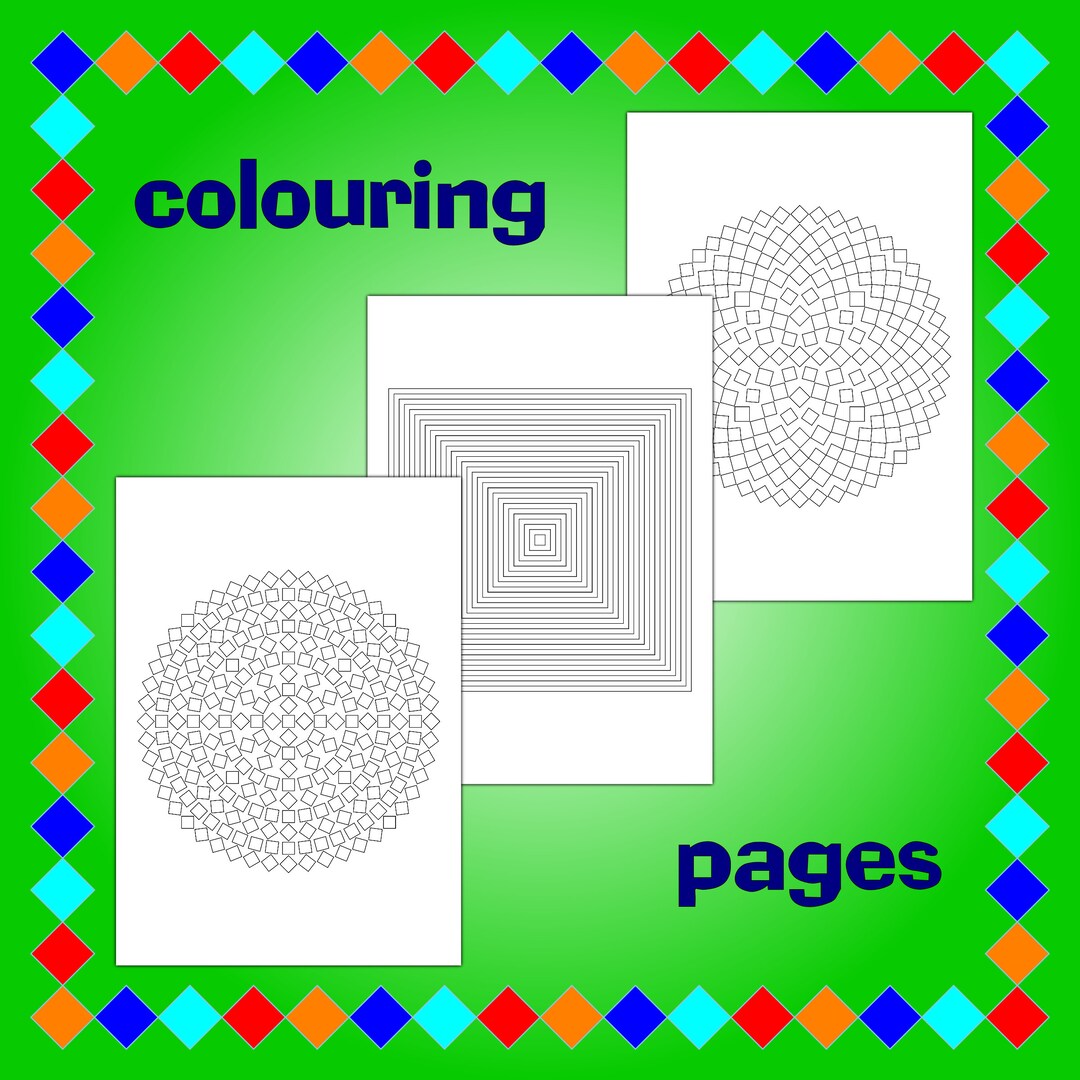 Squares Colouring Pages for Adults and Children Instant Digital ...