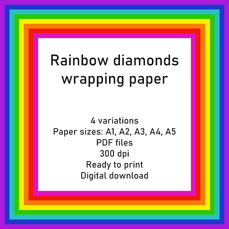 Rainbow Diamonds Wrapping Paper Digital Download - Etsy