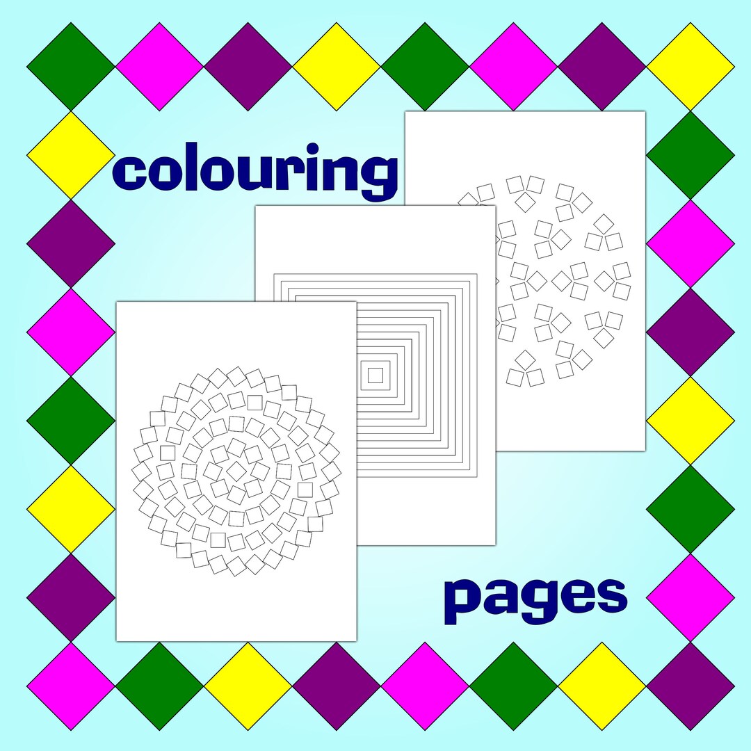 Squares Colouring Pages for Children Instant Digital Download - Etsy