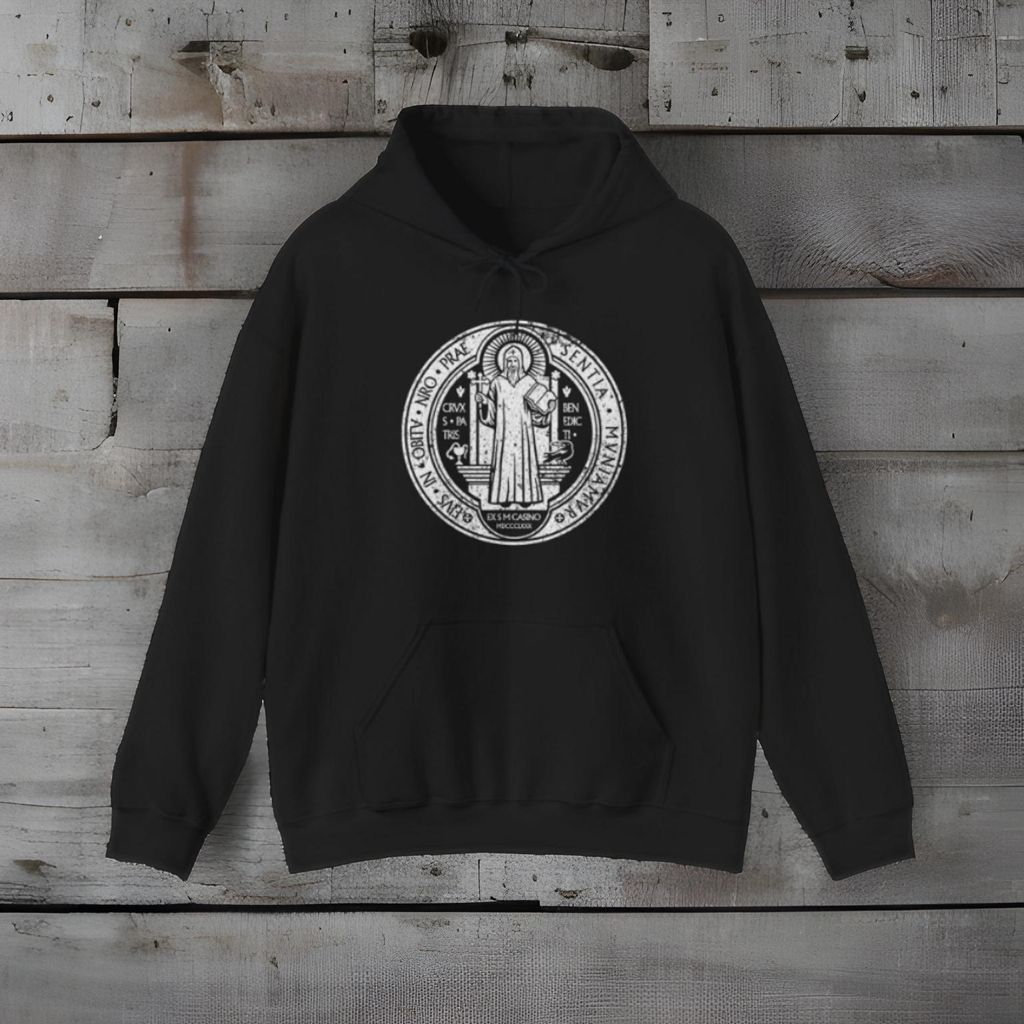 Catholic Saint Hoodie, Faded Saint Benedict Medal Sweatshirt, St ...