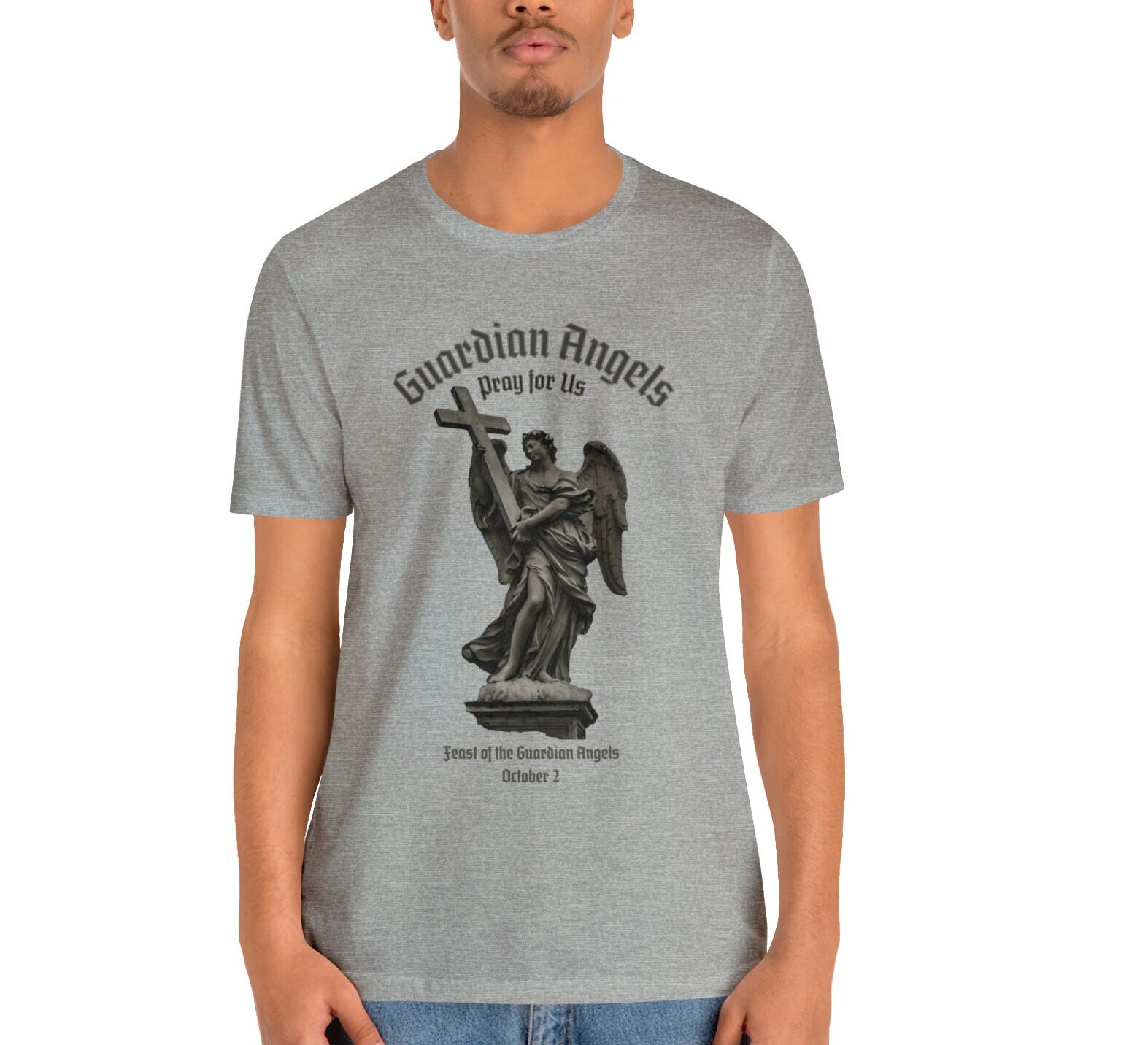 Guardian Angel T-shirt, Angel Tee, Catholic T Shirt, Pray for Us Tshirt ...