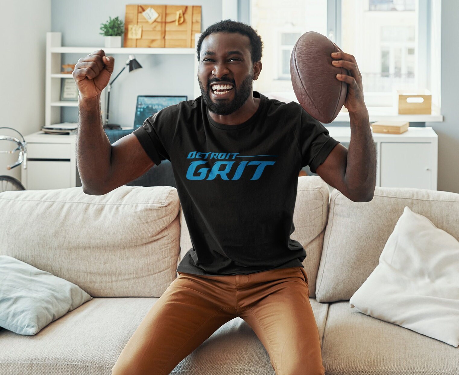 Detroit GRIT Tee Shirt, Detroit Football T-shirt, Detroit Football GRIT ...