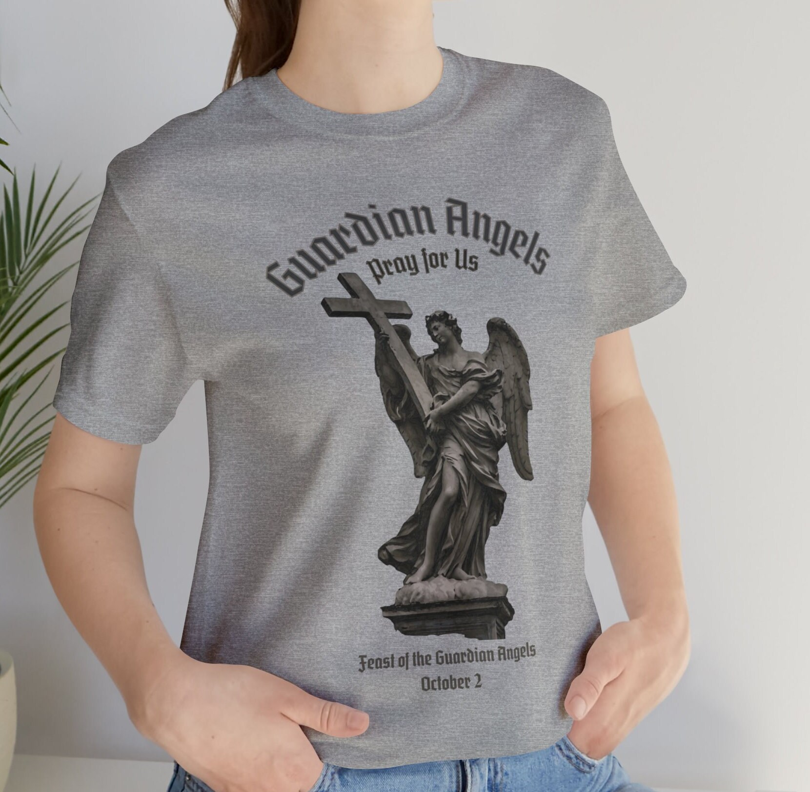 Guardian Angel T-shirt, Angel Tee, Catholic T Shirt, Pray for Us Tshirt ...