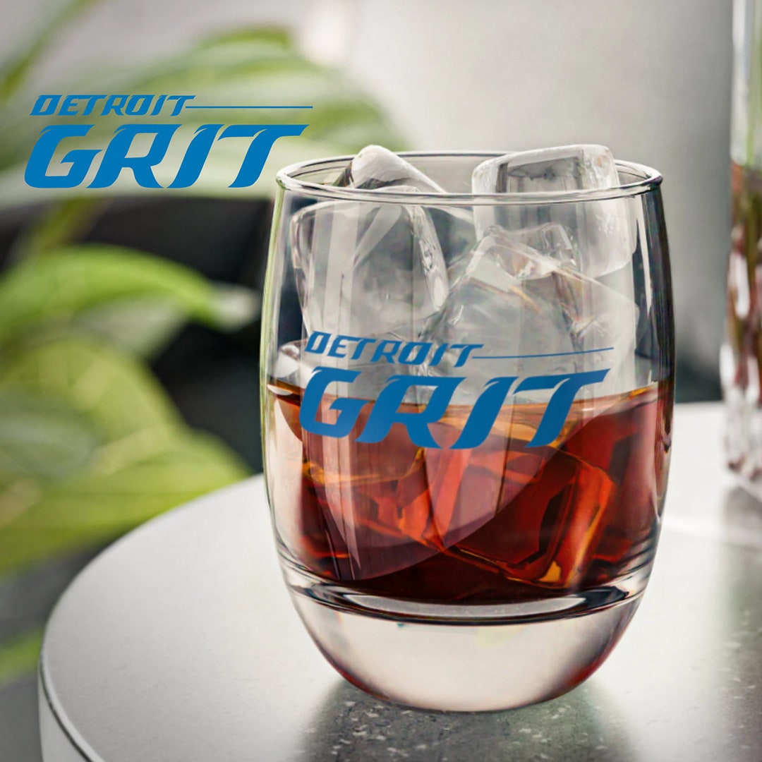 Detroit GRIT Whiskey Glass, Detroit Football, Detroit GRIT, 313 ...