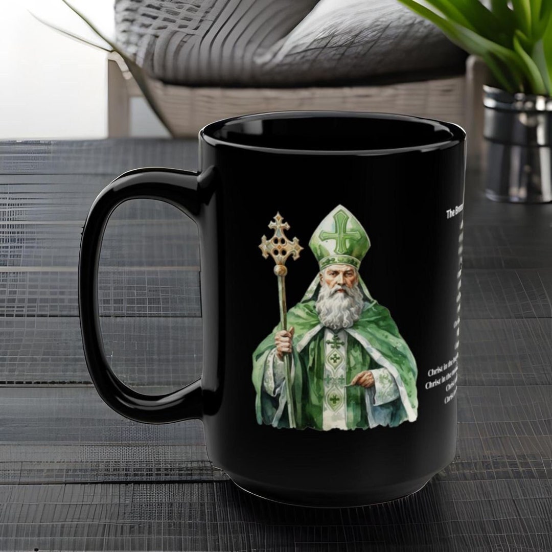 15oz. St. Patrick Mug, Large St. Patrick Black Coffee Cup, St. Patrick ...
