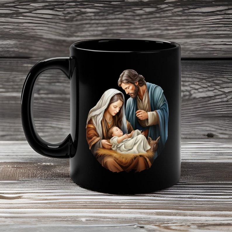 Beautiful Nativity Christmas Mug, Holy Family Coffee Cup, Jesus Mary ...