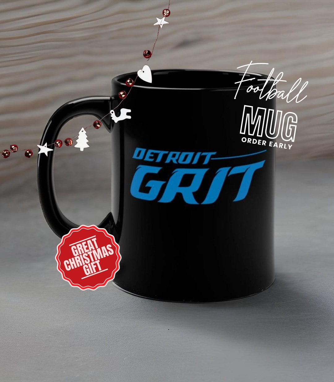 Detroit Football Mug, Detroit GRIT Coffee Cup, Best Fan Coffee Cup ...