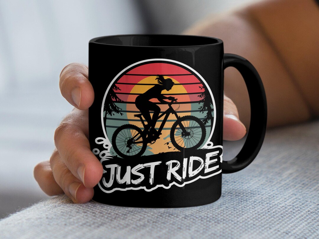 Bike and Cycling Themed Mugs, Just Ride Mug, Mountain Biking Coffee Mug, Cyclist Gift Idea ...