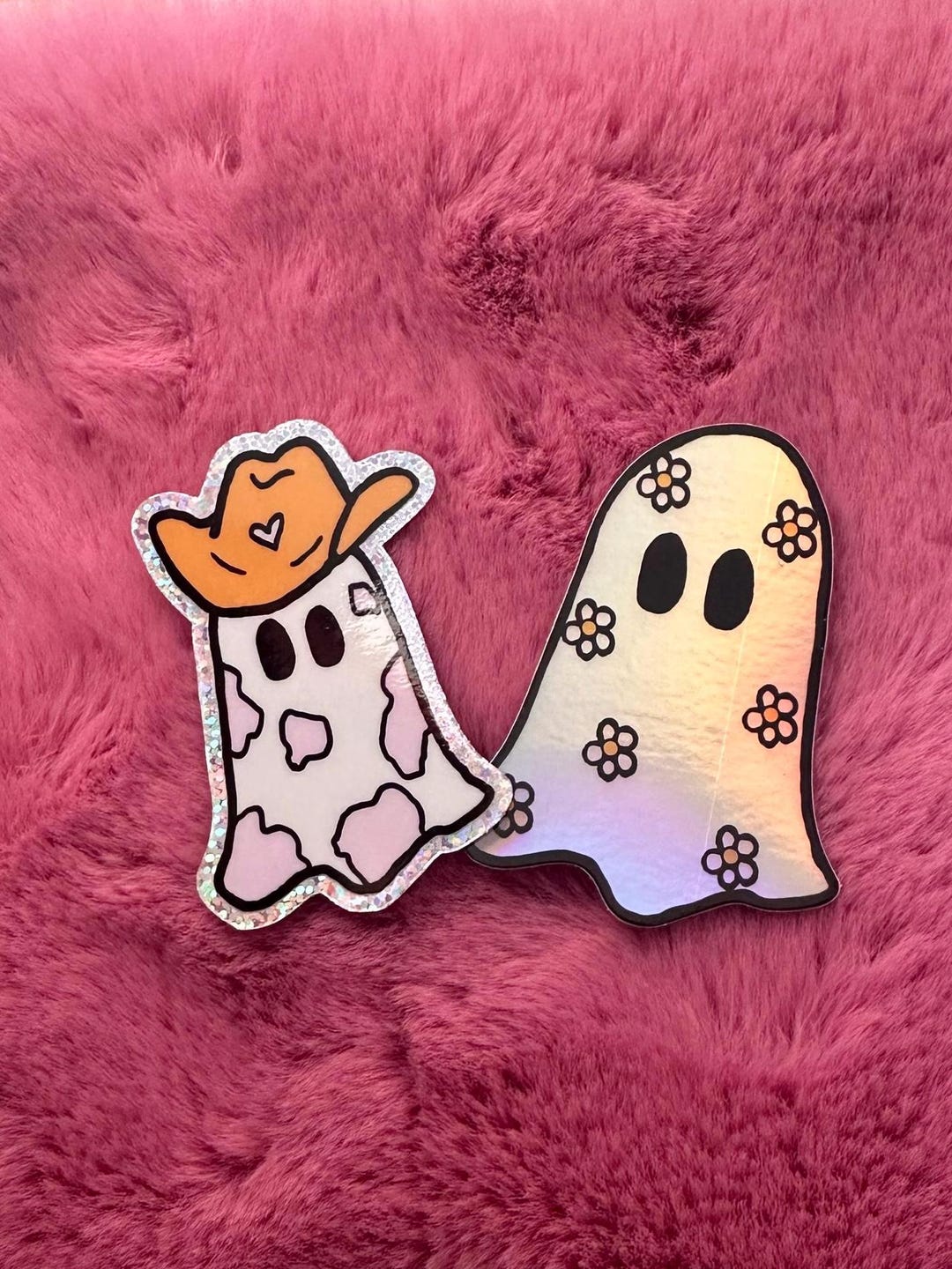 Spooky Ghouls Stickers | Cowghoul Glitter Ghost Sticker | Flower Ghoul ...