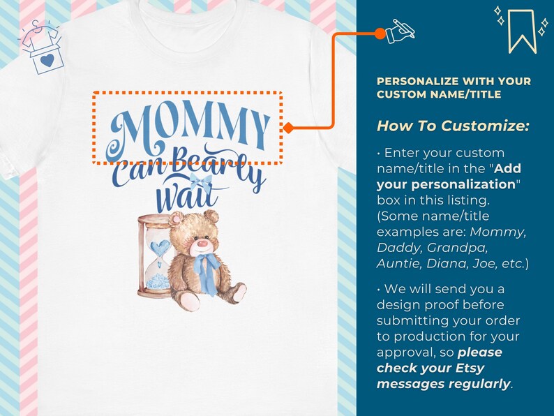 Baby Shower Shirts Custom Names We Can Bearly Wait Matching Family ...