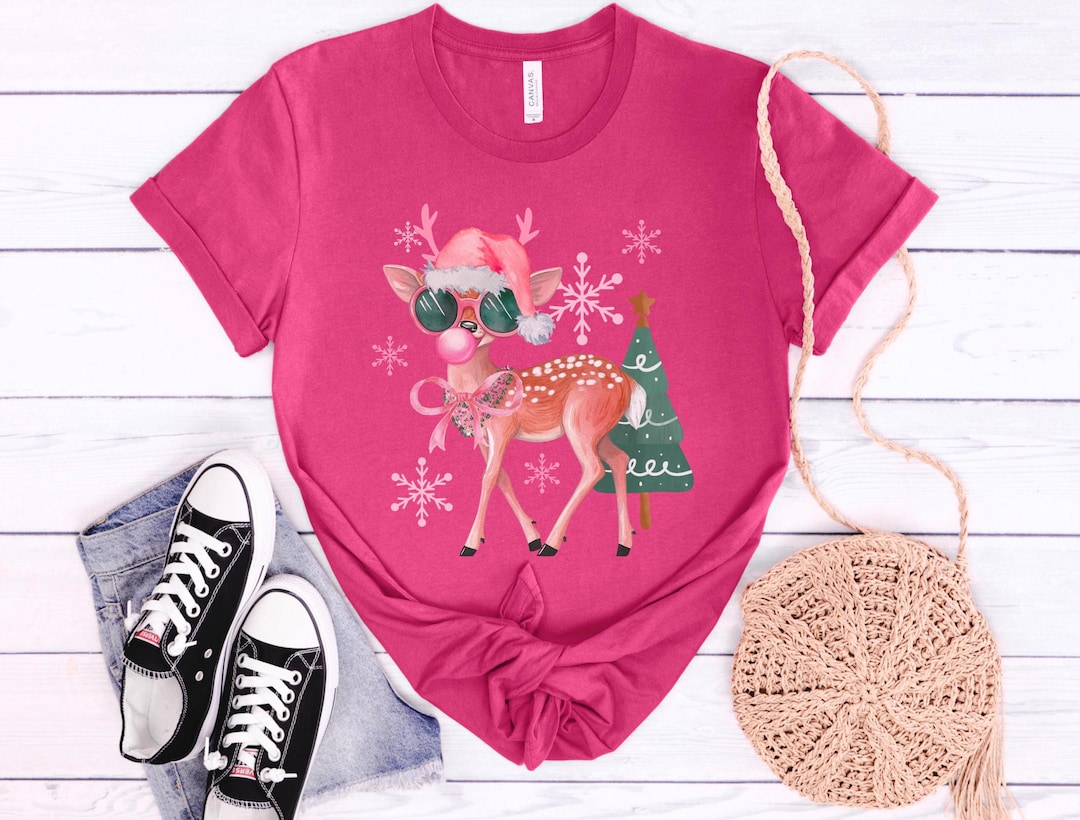 Kids Christmas Shirt Trendy Girls Holiday Tee Children Reindeer Shirt ...