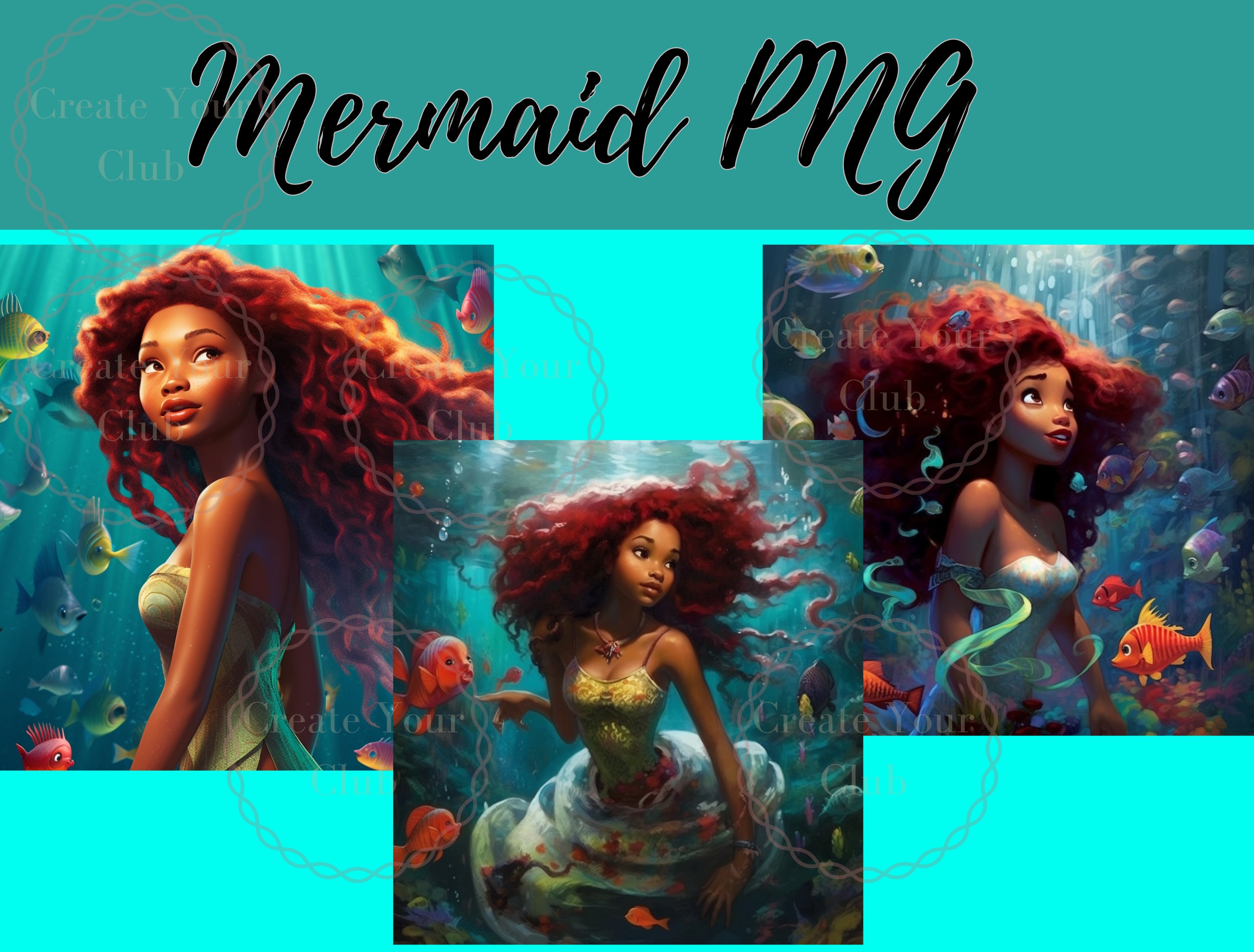 Black Ariel Little PNG File Digital Sublimation Pngs, Wrap Download ...