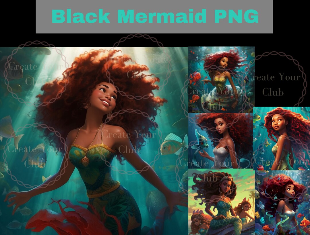 Black Ariel Little PNG File Digital Sublimation Pngs, Wrap Download ...