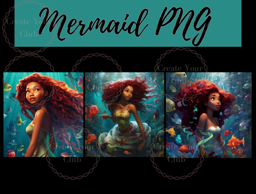 Black Ariel Little PNG File Digital Sublimation Pngs, Wrap Download ...