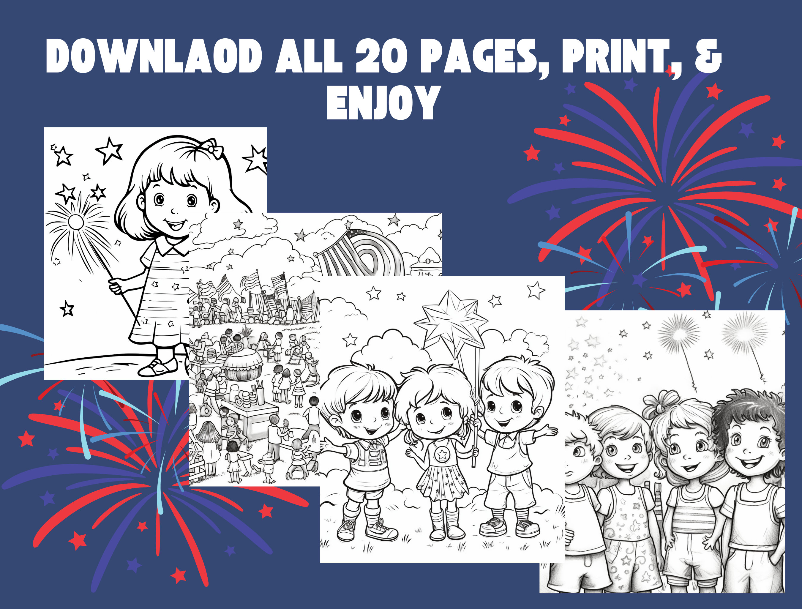 4th of July Coloring Pages, Download and Print, Fourth of July ...