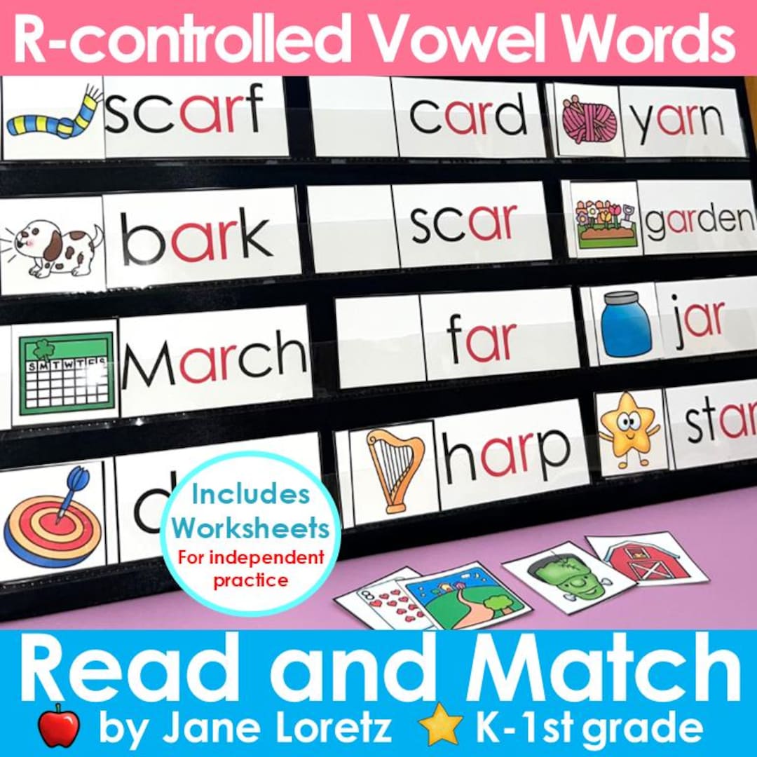 Read and Match R-controlled Vowel Words Center Activity, Worksheets 1st ...