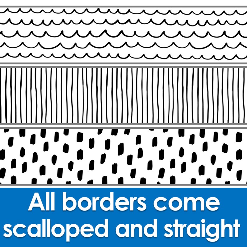 Bulletin Board Borders Black and White Patterns Printable - Etsy