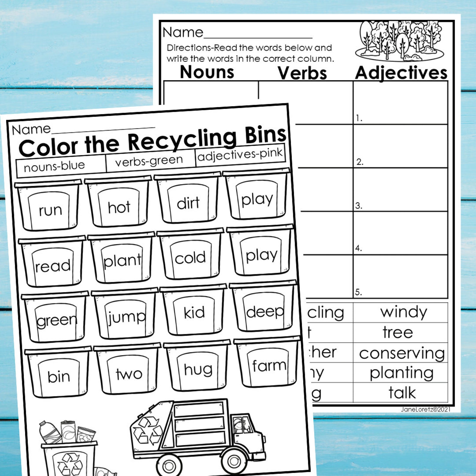 Dollar Deal Earth Day Grammar Sort, Nouns, Verbs, Adjectives 1st-3rd ...