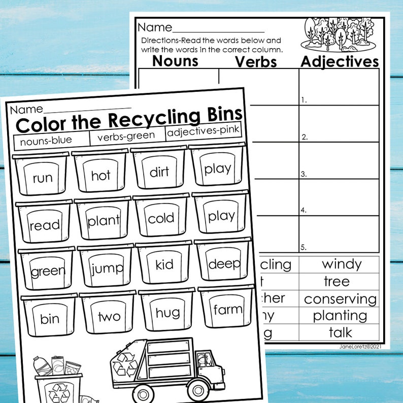 Dollar Deal Earth Day Grammar Sort, Nouns, Verbs, Adjectives 1st-3rd ...