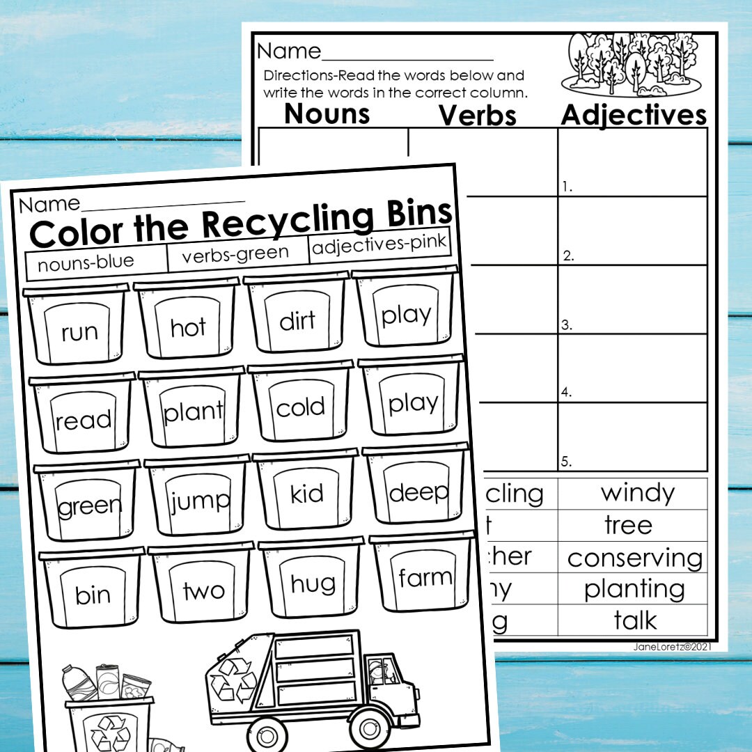 Dollar Deal Earth Day Grammar Sort, Nouns, Verbs, Adjectives 1st-3rd ...
