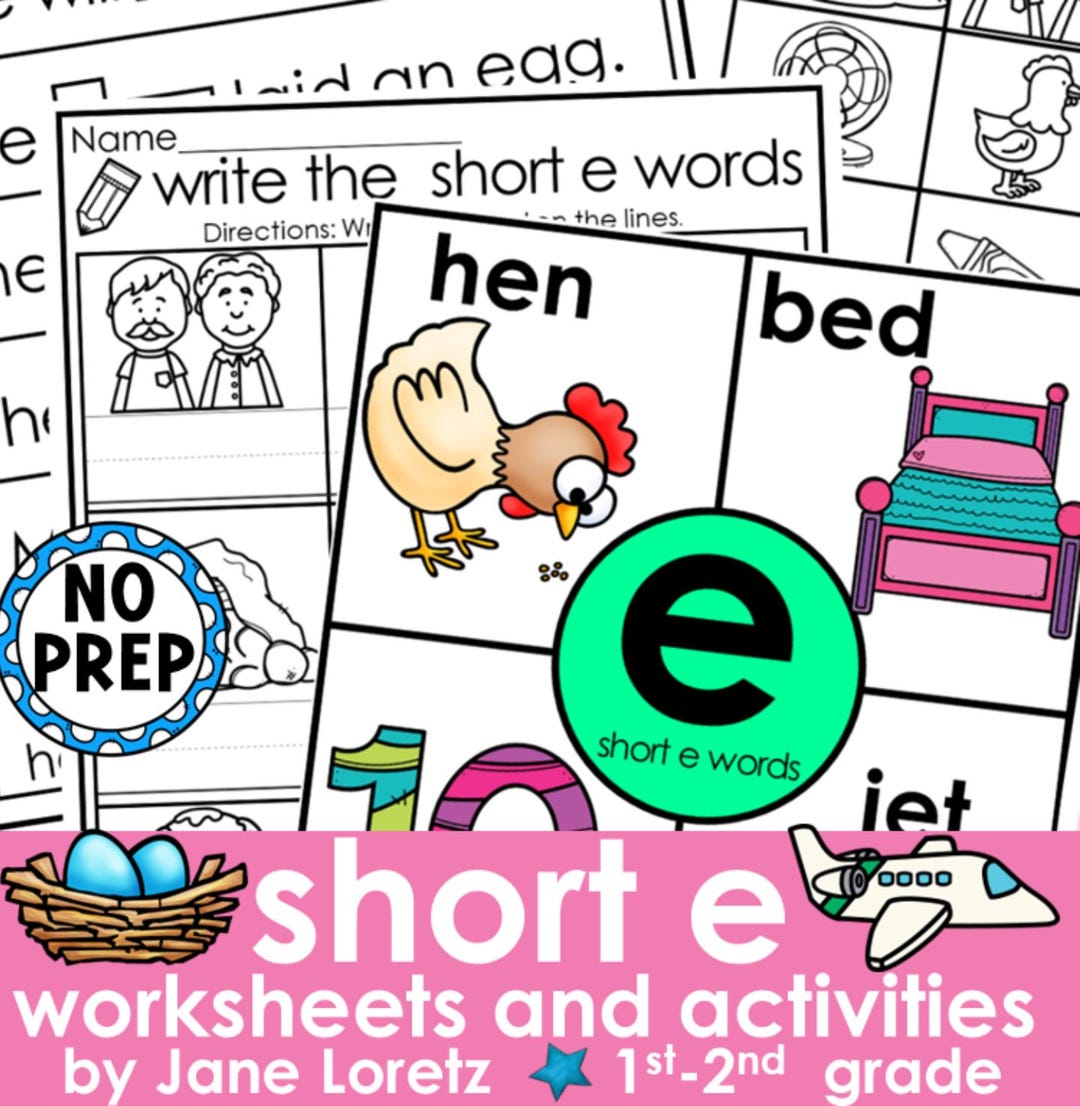 Short E Worksheets: Word Family Activities for Kindergarten (PDF ...