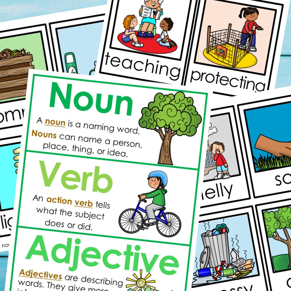Dollar Deal Earth Day Grammar Sort, Nouns, Verbs, Adjectives 1st-3rd ...