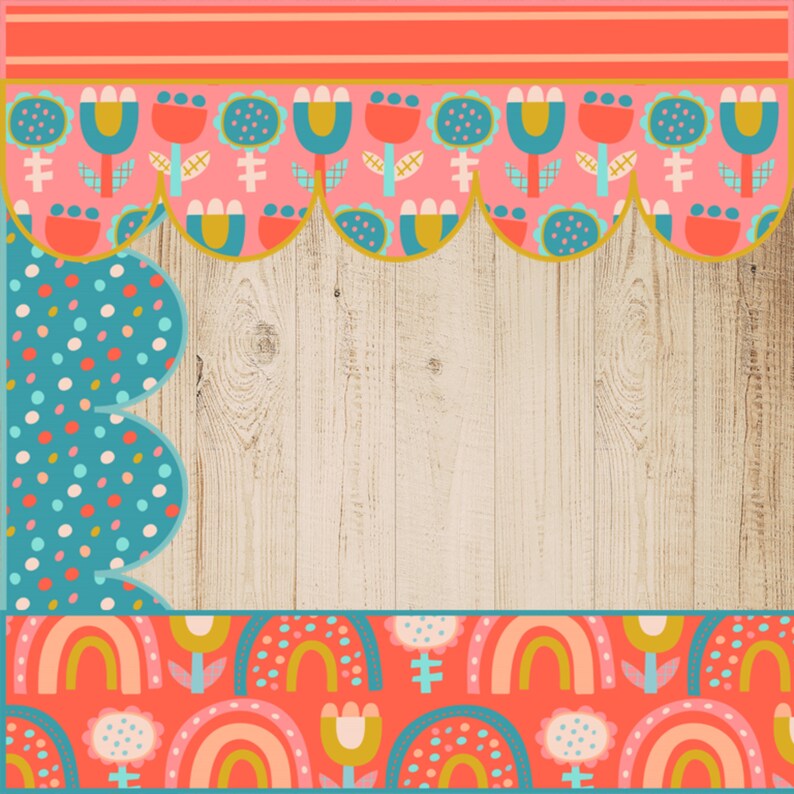 Rainbow Classroom Bulletin Board Borders, Bugs Flowers (digital ...