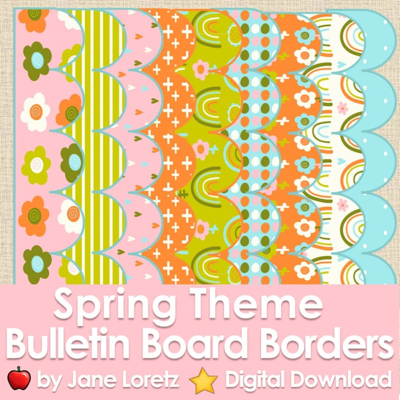 Spring Bulletin Board Border, Classroom Bulletin Board Borders, Rainbow ...