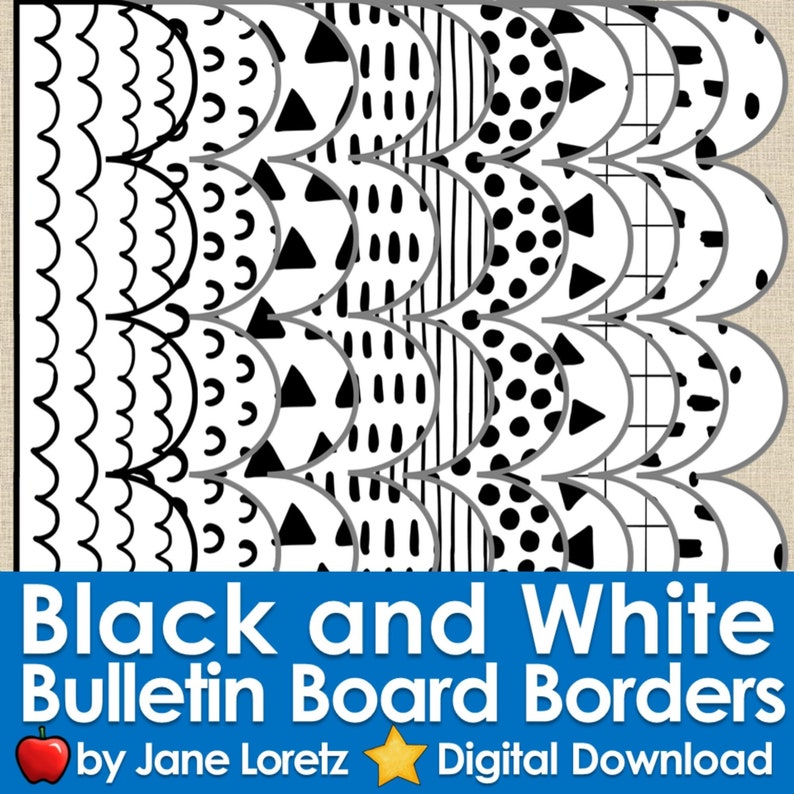 Bulletin Board Borders Black and White Patterns Printable - Etsy