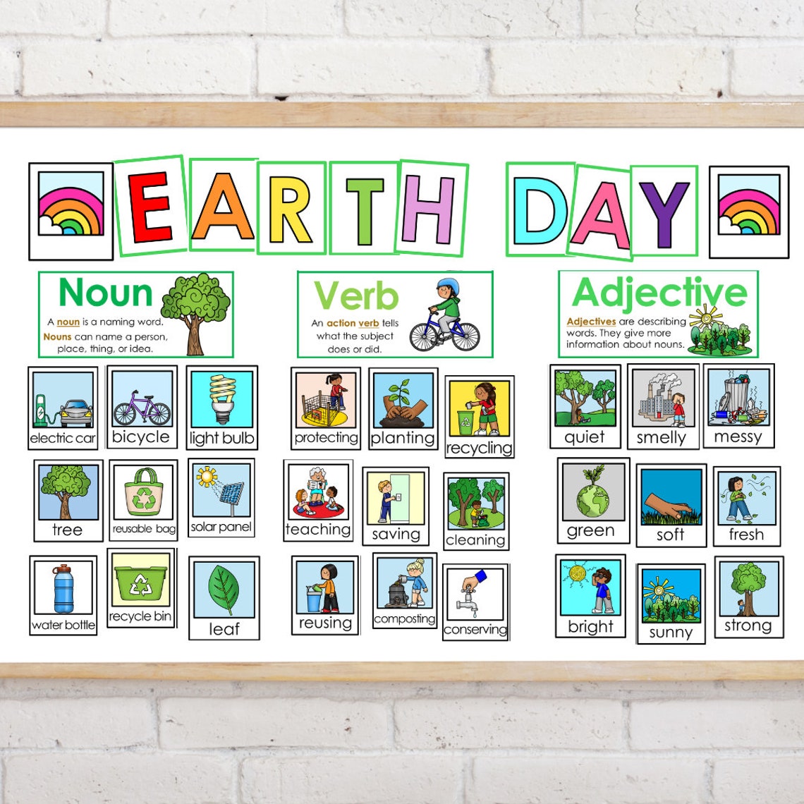 Dollar Deal Earth Day Grammar Sort, Nouns, Verbs, Adjectives 1st-3rd ...