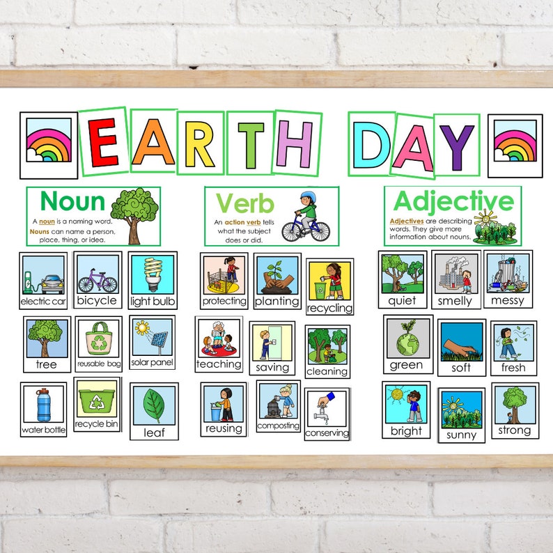 Dollar Deal Earth Day Grammar Sort, Nouns, Verbs, Adjectives 1st-3rd ...
