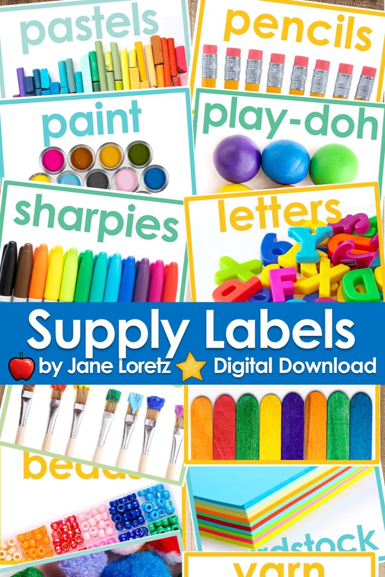 Classroom Supply Labels With Real Pictures: 78 Item Set - Etsy