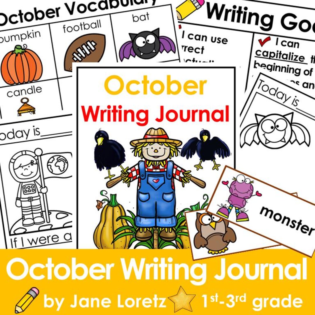 October Writing Journal: First Grade - Third Grade Prompts - Etsy Canada