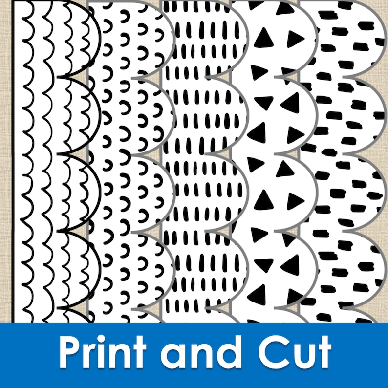 Bulletin Board Borders Black and White Patterns Printable - Etsy