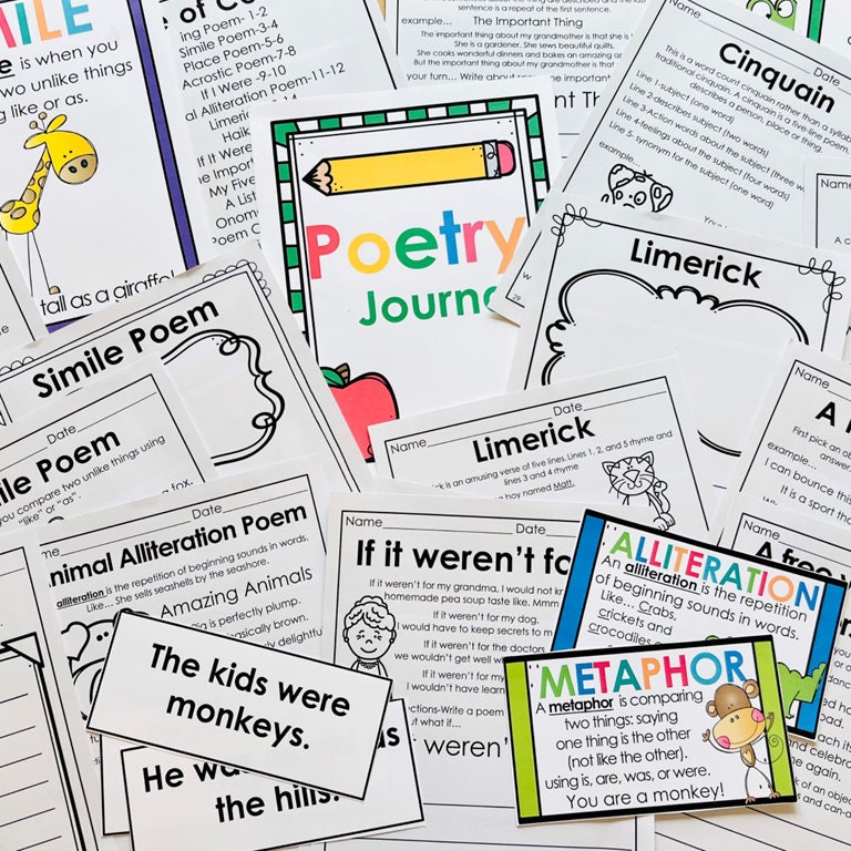 Poetry Writing Unit (figurative Language) 2nd Grade, 3rd Grade - Etsy