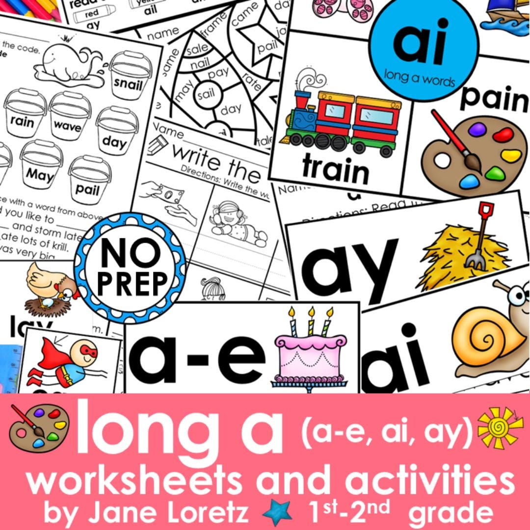 Phonics Long a Worksheets and Activities Ay, Ai and A-e Spelling ...