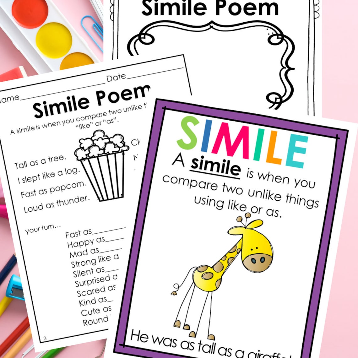 Poetry Writing Unit (figurative Language) 2nd Grade, 3rd Grade - Etsy