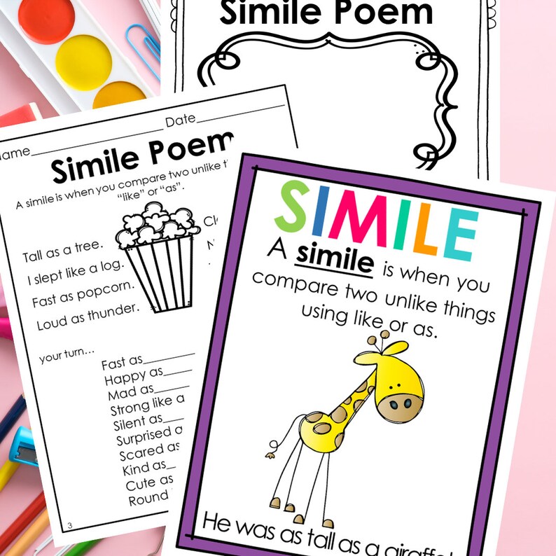 Poetry Writing Unit (figurative Language) 2nd Grade, 3rd Grade - Etsy