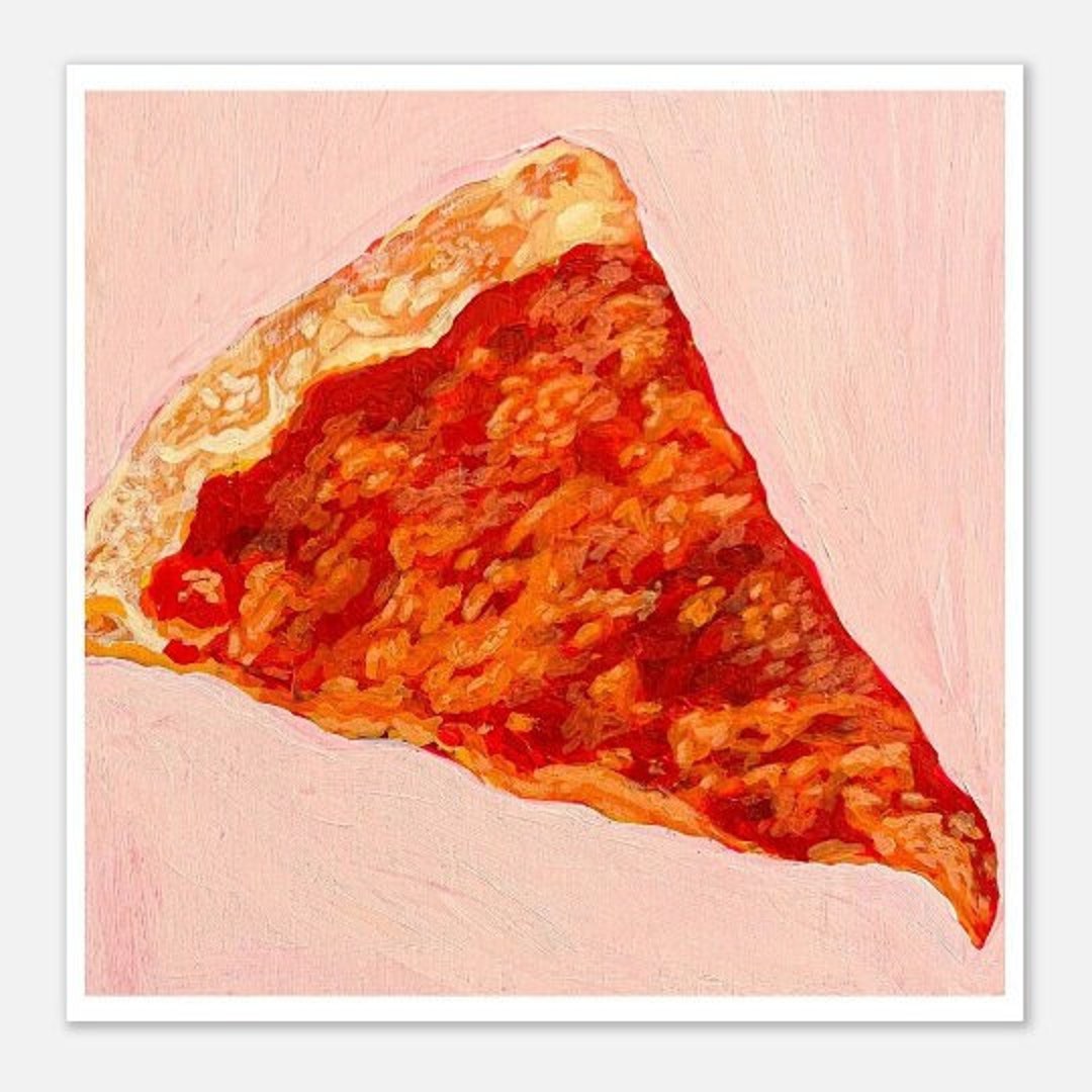 A Slice Of Ny Art Print Pink Pizza Wall Art Original New York Art Etsy