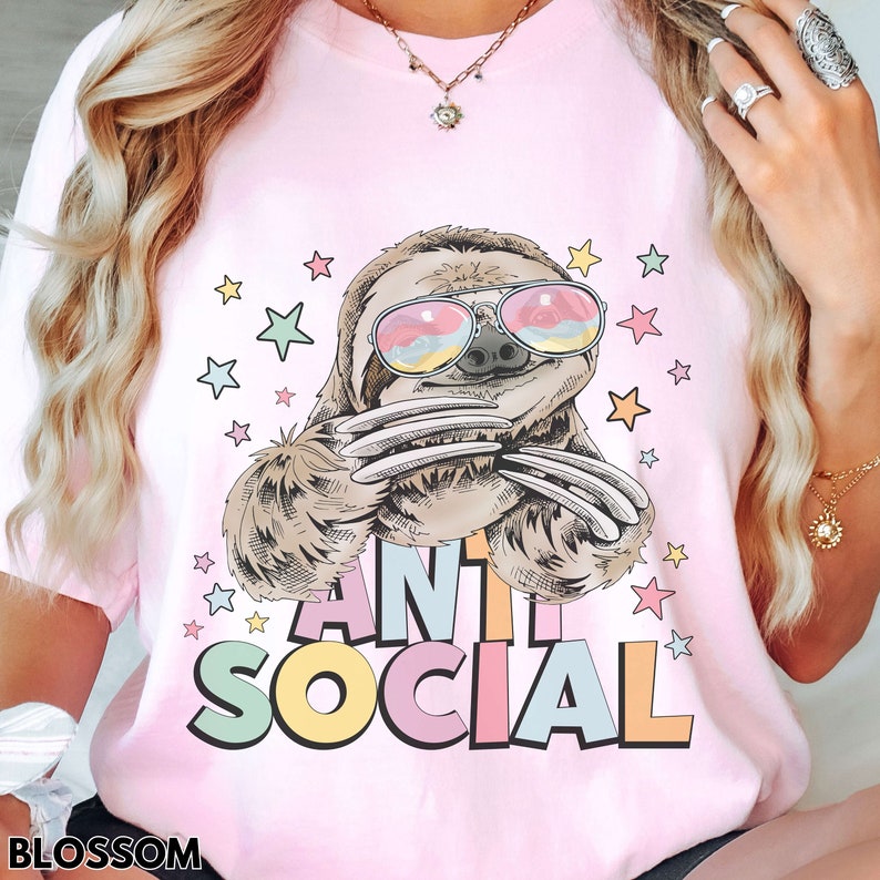 Comfort Colors Anti Social Sloth T-shirt, Cute Sloth Graphic Tee ...