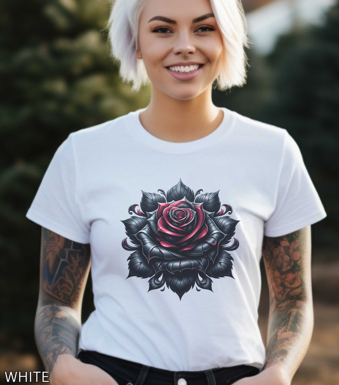 Black Rose Shirt, Gothic Clothing, Black Rose Flower Tshirt, Gothic ...