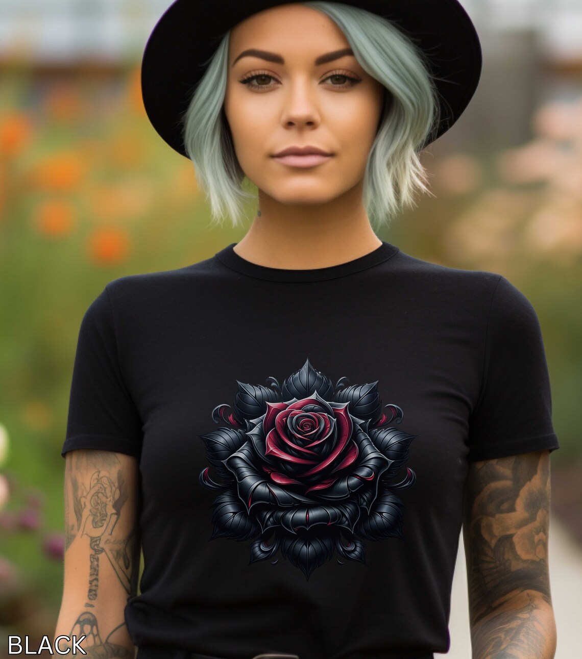 Black Rose Shirt, Gothic Clothing, Black Rose Flower Tshirt, Gothic ...
