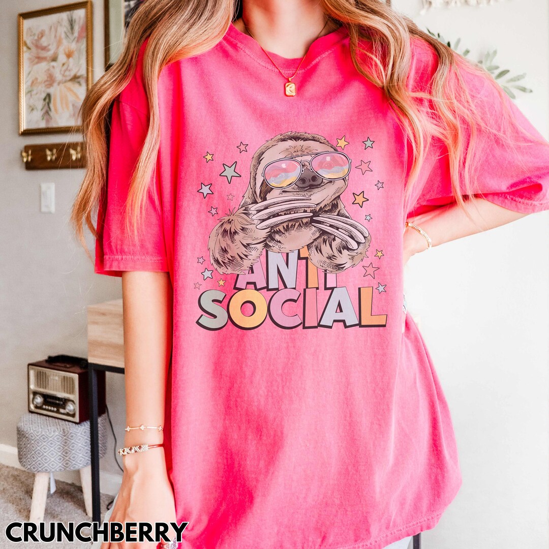 Comfort Colors Anti Social Sloth T-shirt, Cute Sloth Graphic Tee ...