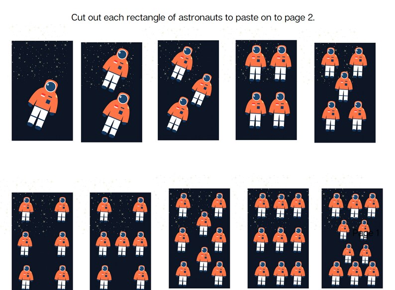 Pre-k, Preschool, Kindergarten Astronaut Counting and Matching ...