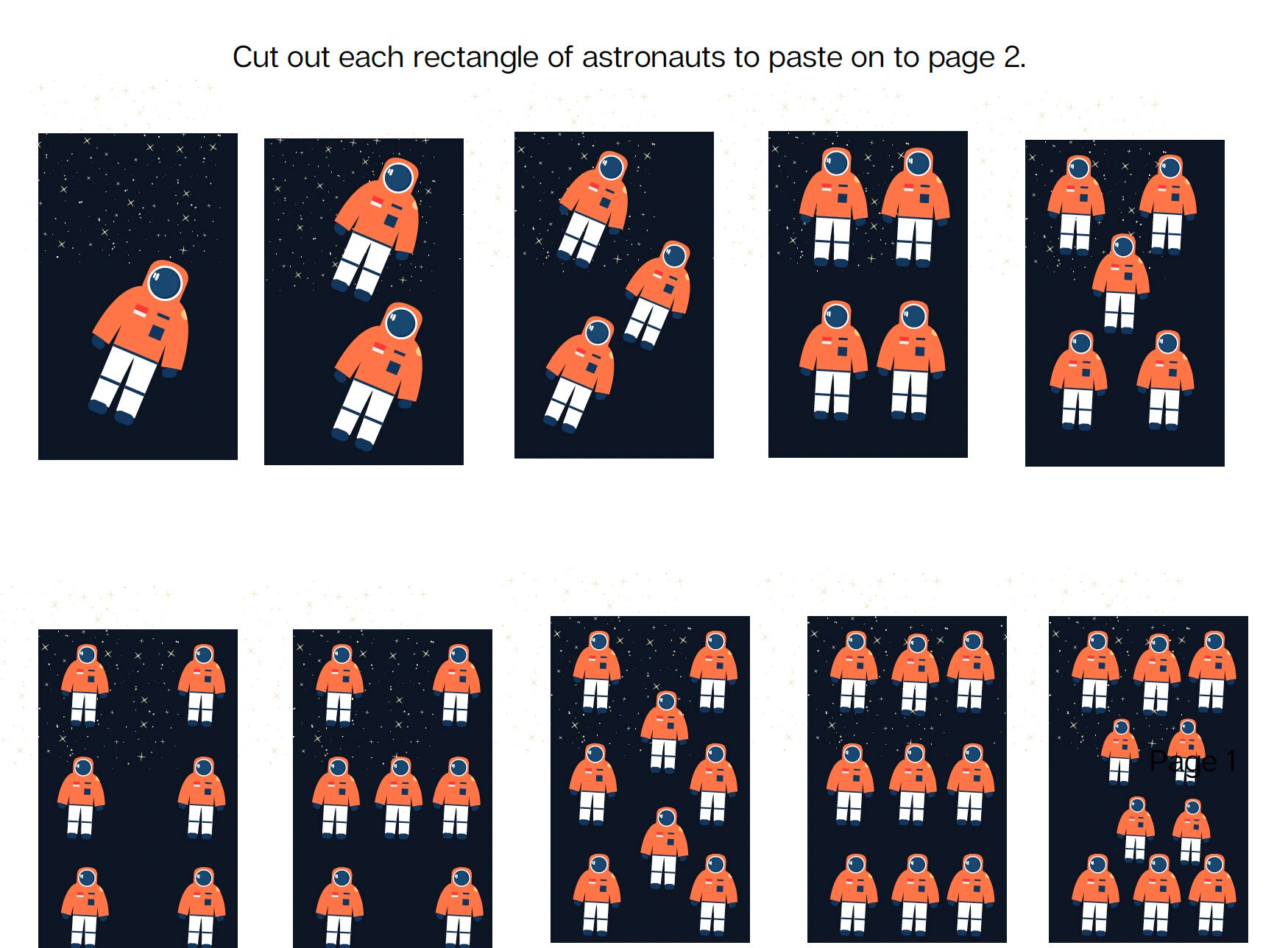 Pre-k, Preschool, Kindergarten Astronaut Counting and Matching ...