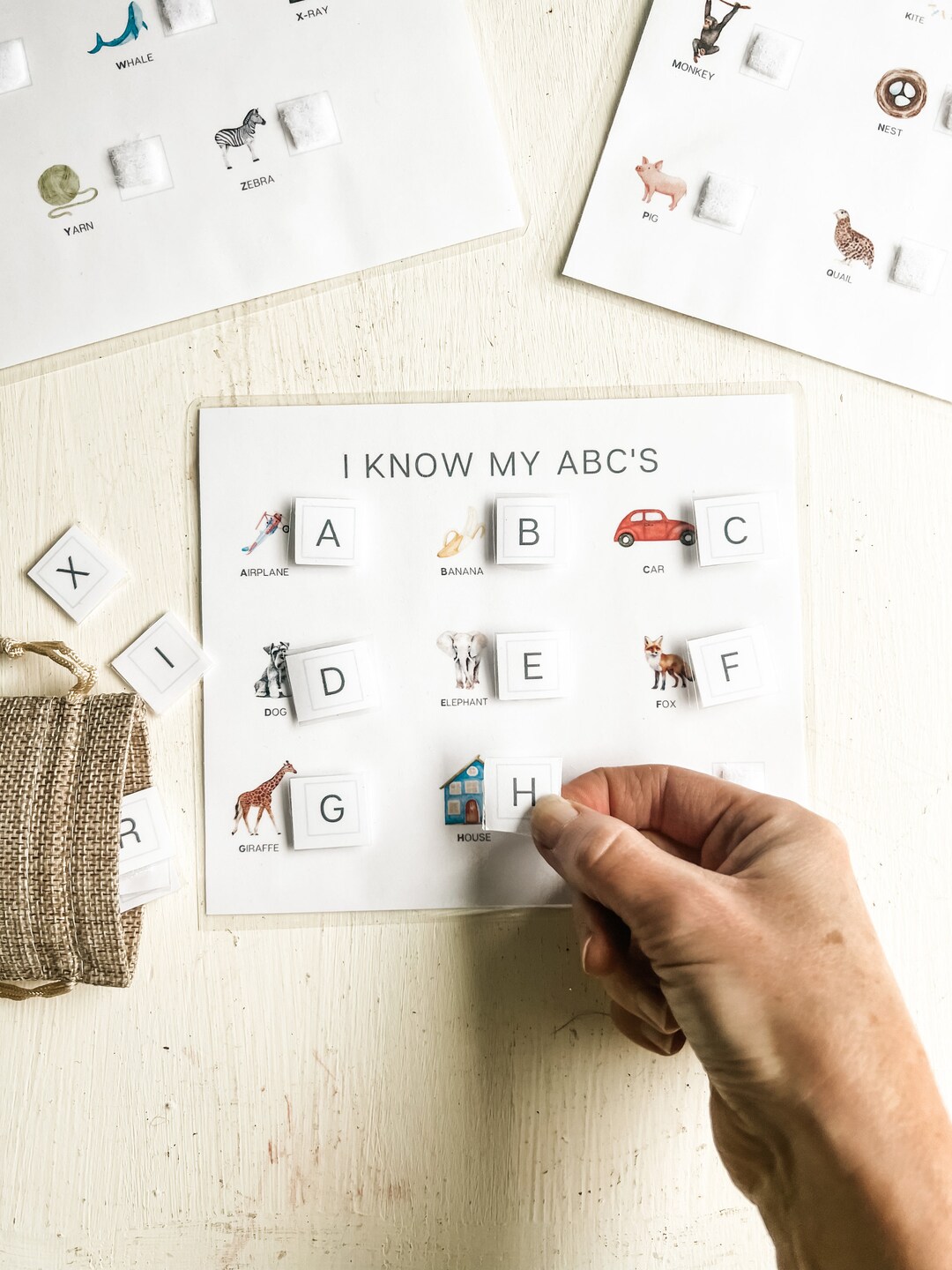 Hands on ABC Letter Recognition Interactive Velcro Cards and Pieces and ...